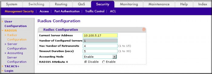 How do I authentic dot1x users by a radius server using the web interface on my managed switch ...